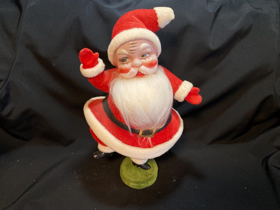 Standing Waving Flocked Santa Figure - Etsy