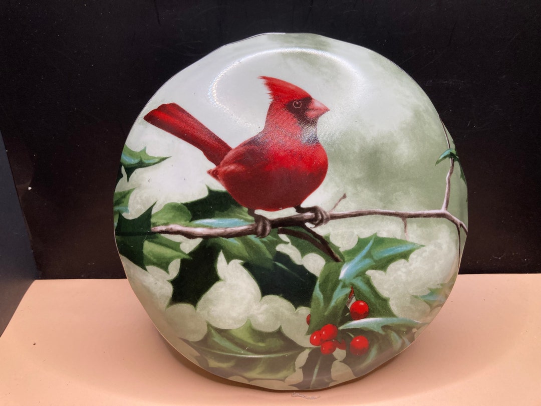 Cardinal on Holly Covered Candy Dish - Etsy