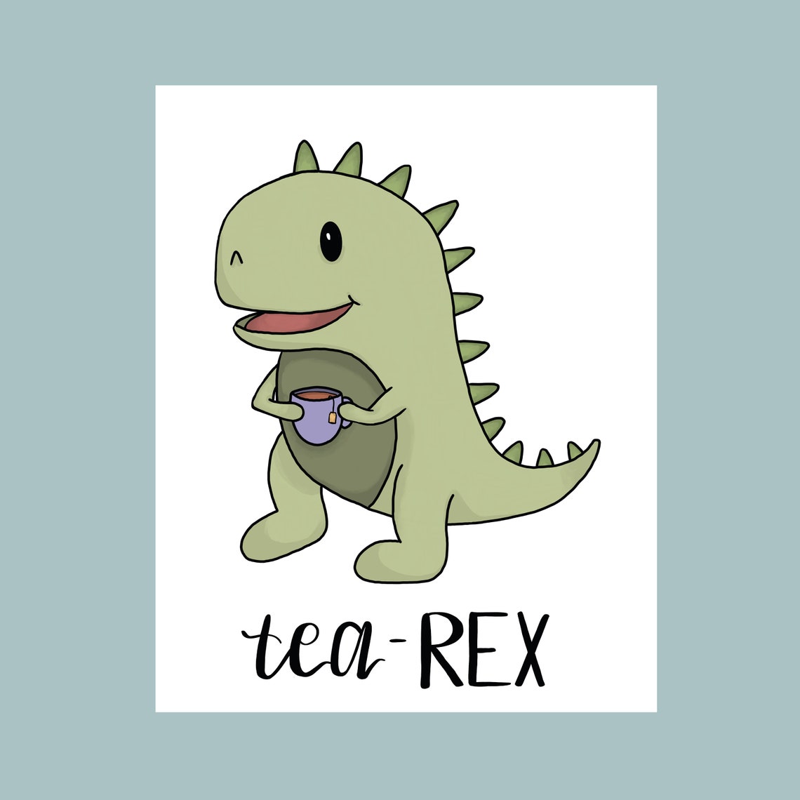 Tea-rex Dinosaur Tea Time DIGITAL DOWNLOAD PDF Art Print | Etsy