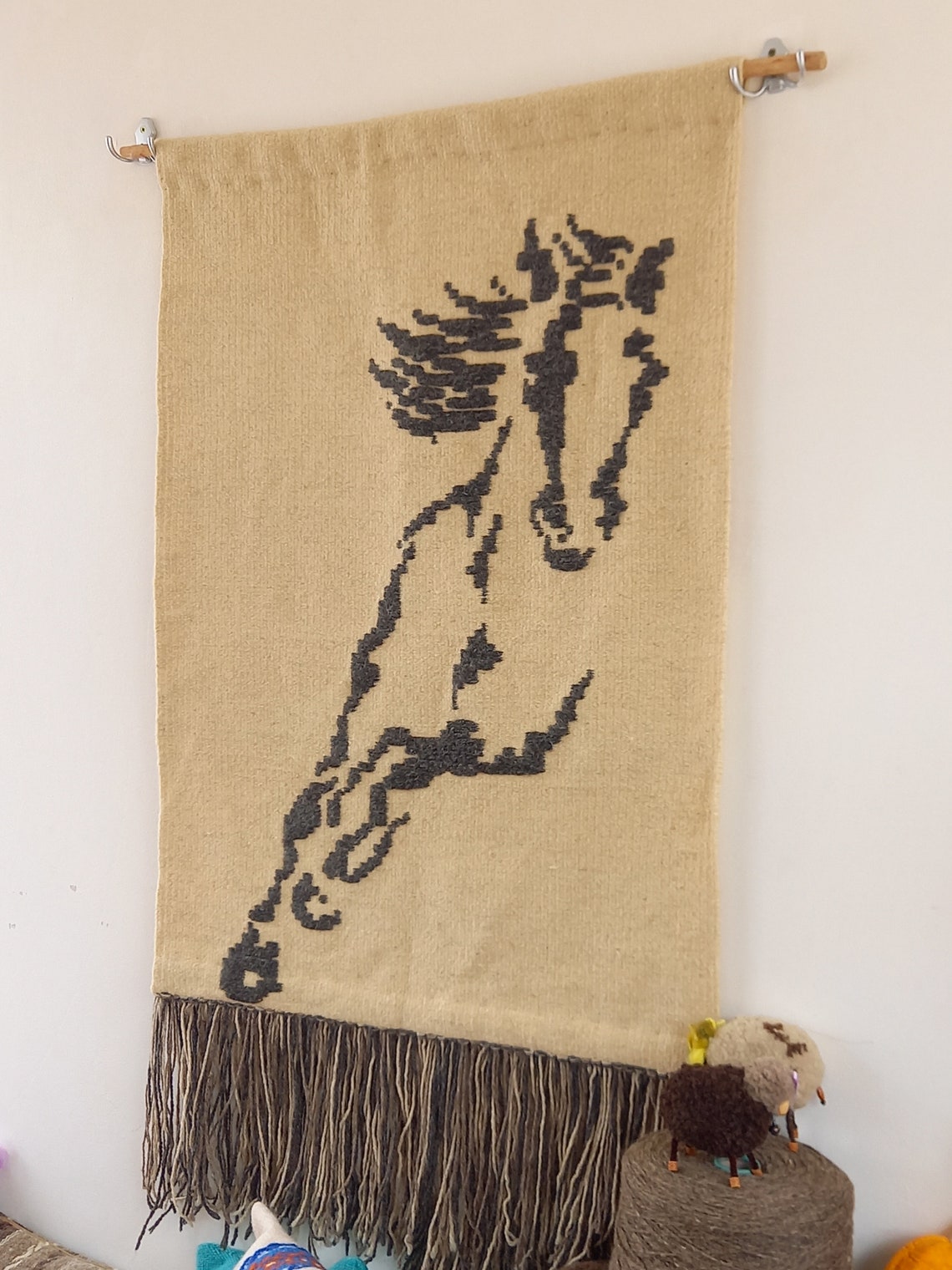 Woven Wool Wall Hanging the Horse Wall Tapestry - Etsy