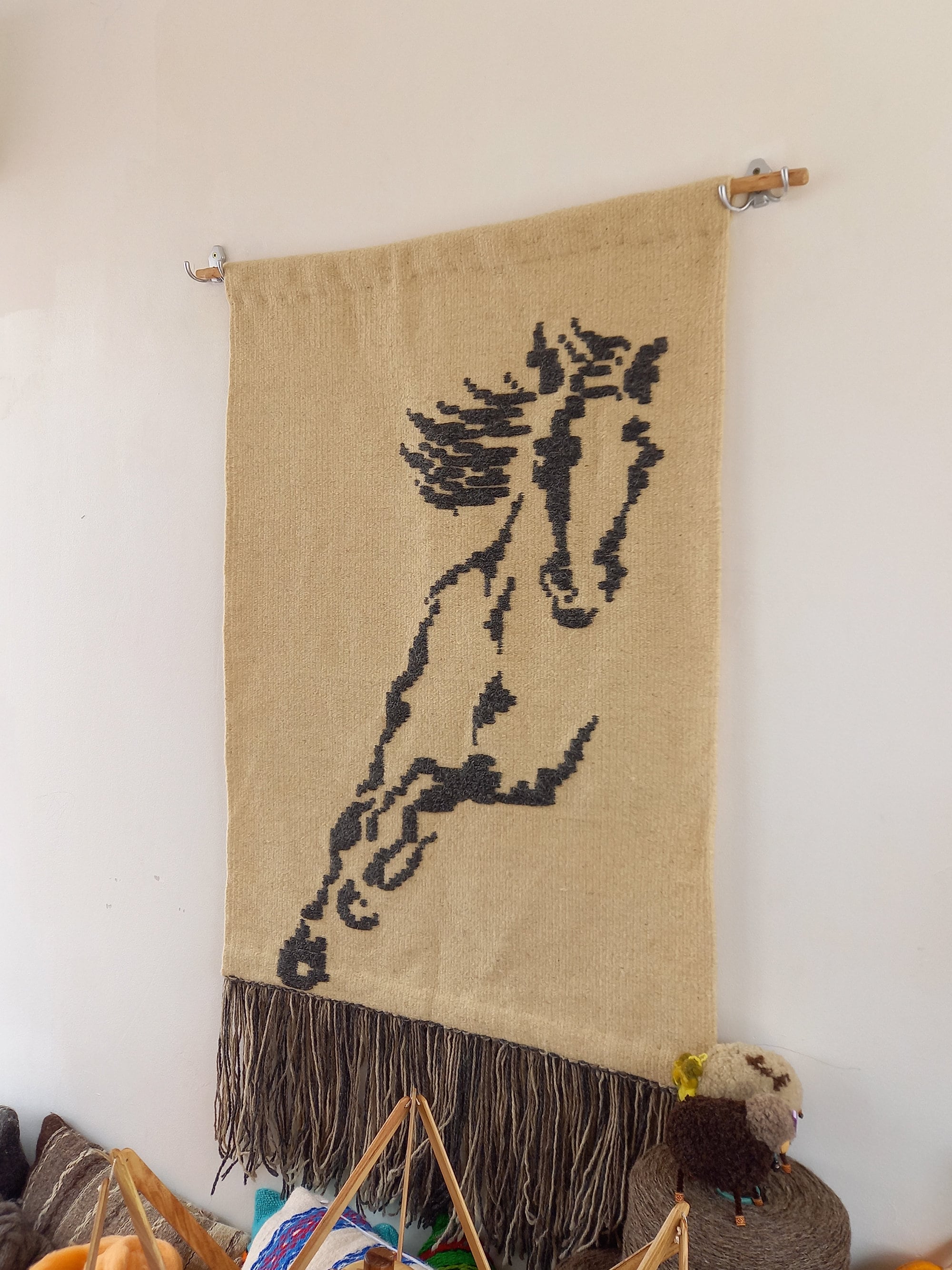 Woven Wool Wall Hanging the Horse Wall Tapestry | Etsy