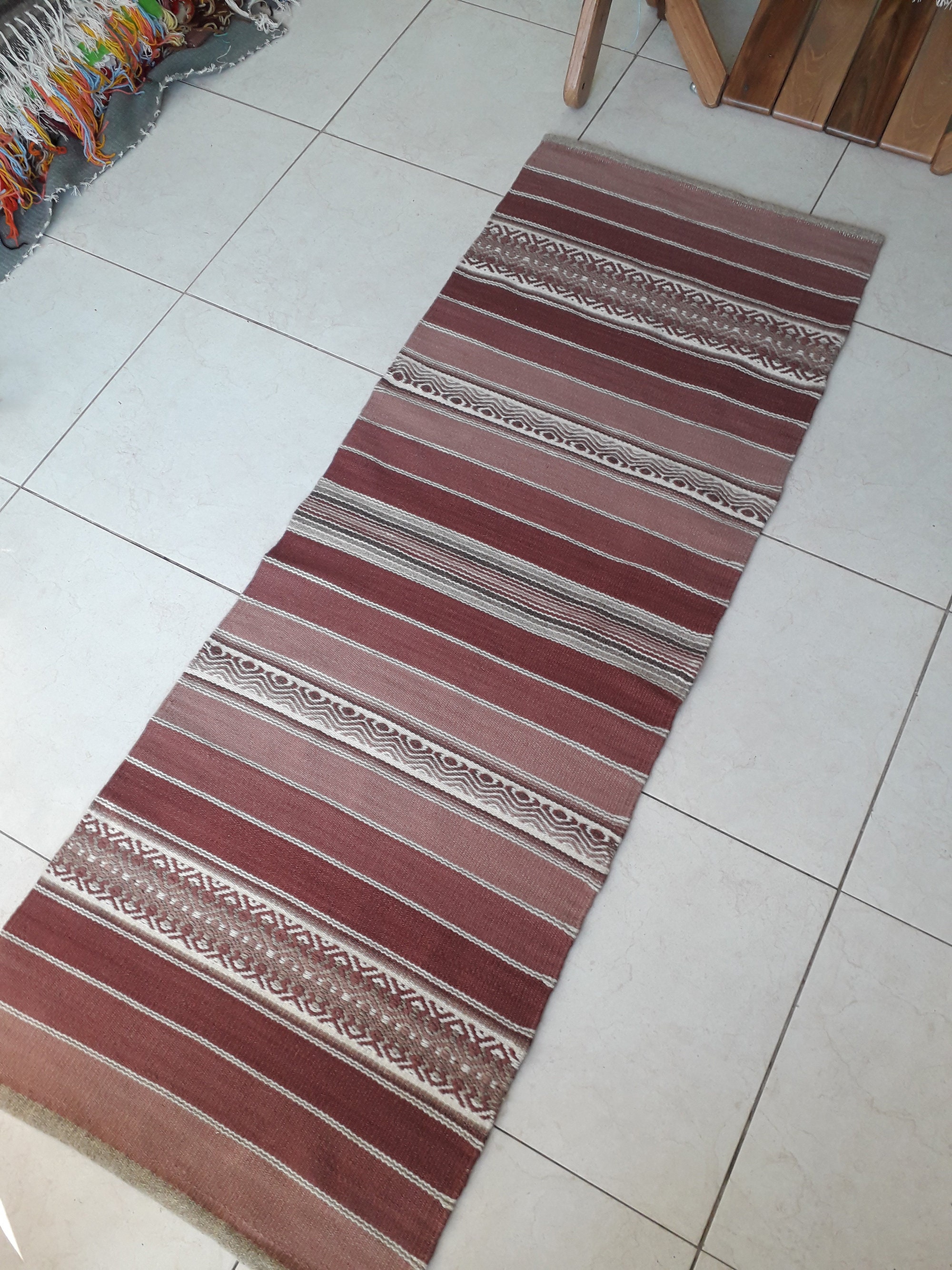 New Handwoven Wool Rug Chocolate Milk Color Palette Cocoa, Striped ...