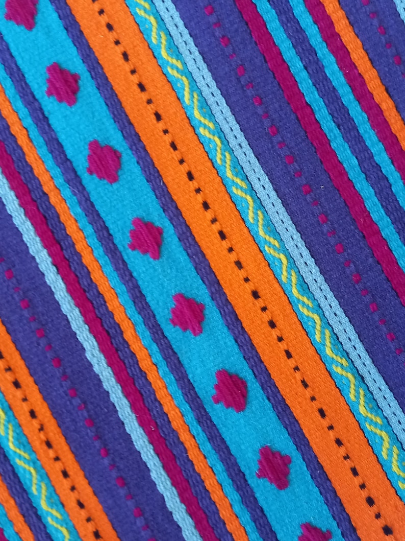 Boho Style Handwoven Wool Rug in Blue Orange and Red Colors - Etsy