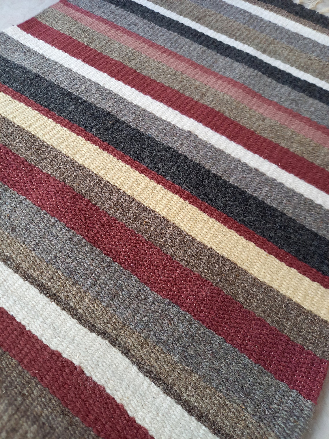 Striped Handwoven Wool Rug Runner Scandinavian Style Rug in - Etsy