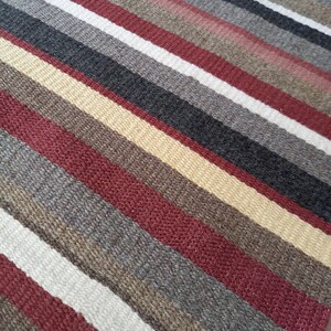 Striped Handwoven Wool Rug Runner, Scandinavian Style Rug in Natural ...