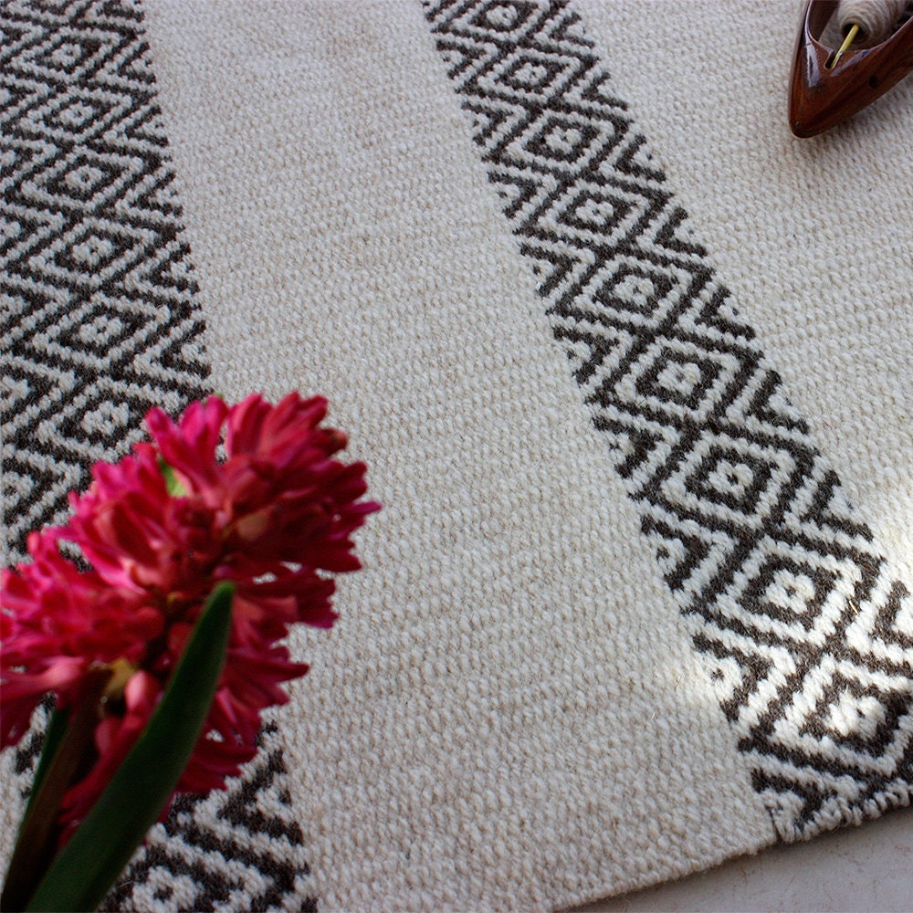 White Handwoven Organic Wool Rug Handmade of Pure | Etsy