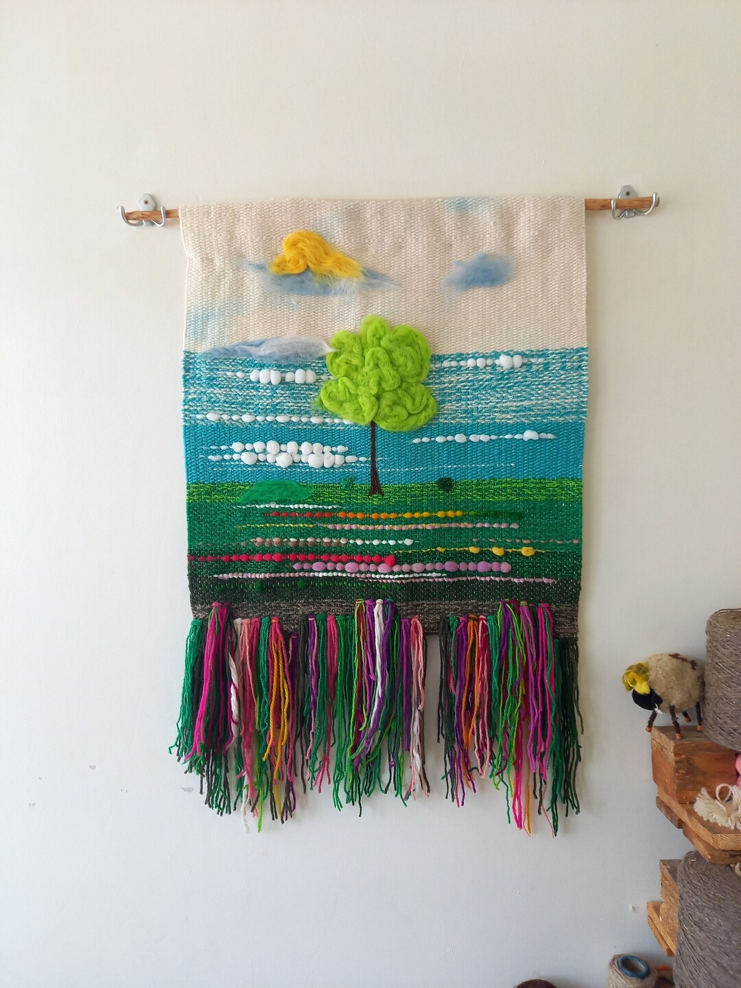 Unique Fiber Art "spring" ~ Wall Hanging ~ Handmade Wall Hanging ...