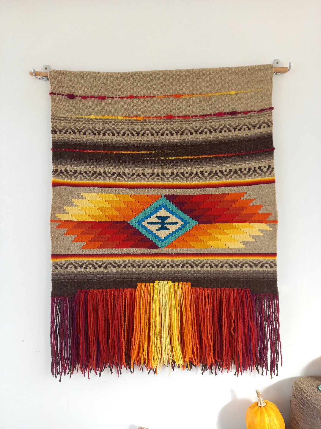 Colorful Woven Wool Wall Hanging, Wall Tapestry, Handmade Wall Hanging ...