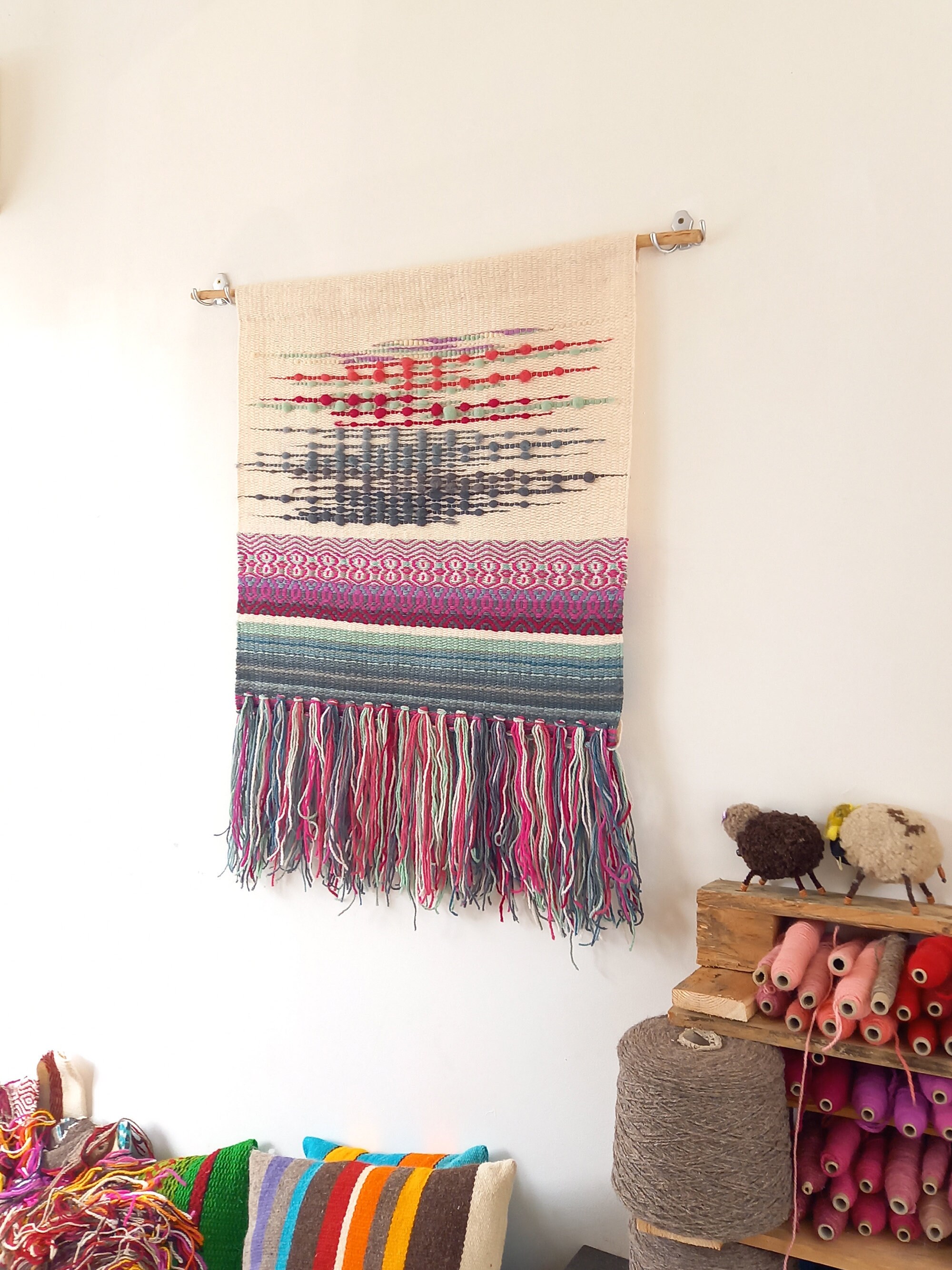 Colorful Woven Tapestry Bohemian Home Decor Handwoven Fiber - Etsy