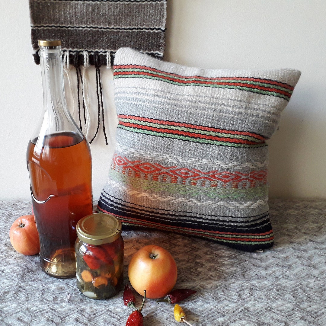 Handmade Throw Pillow, Woven Wool Pillow Case, Boho Cushion, Home Decor ...