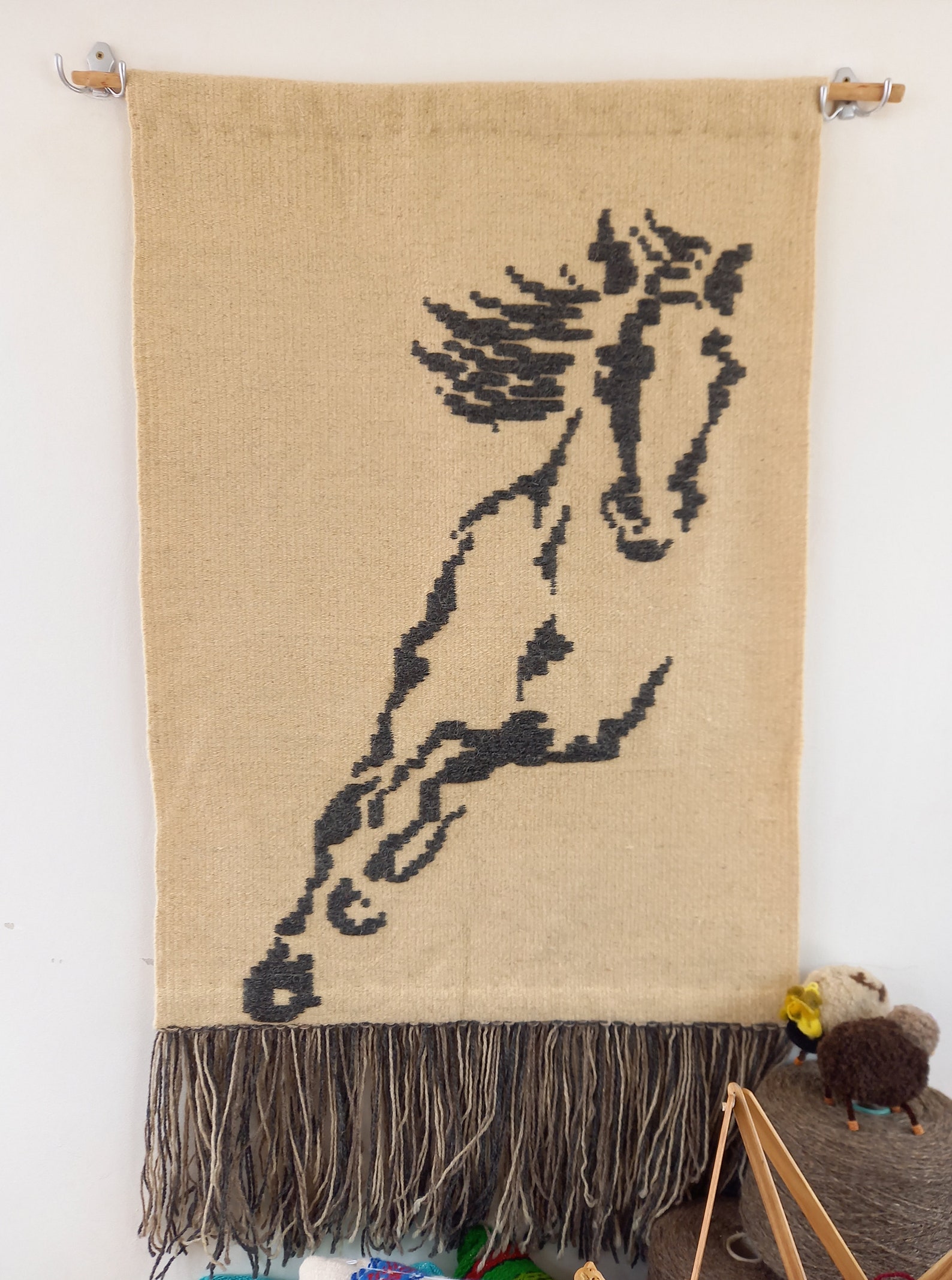 Woven Wool Wall Hanging the Horse Wall Tapestry - Etsy