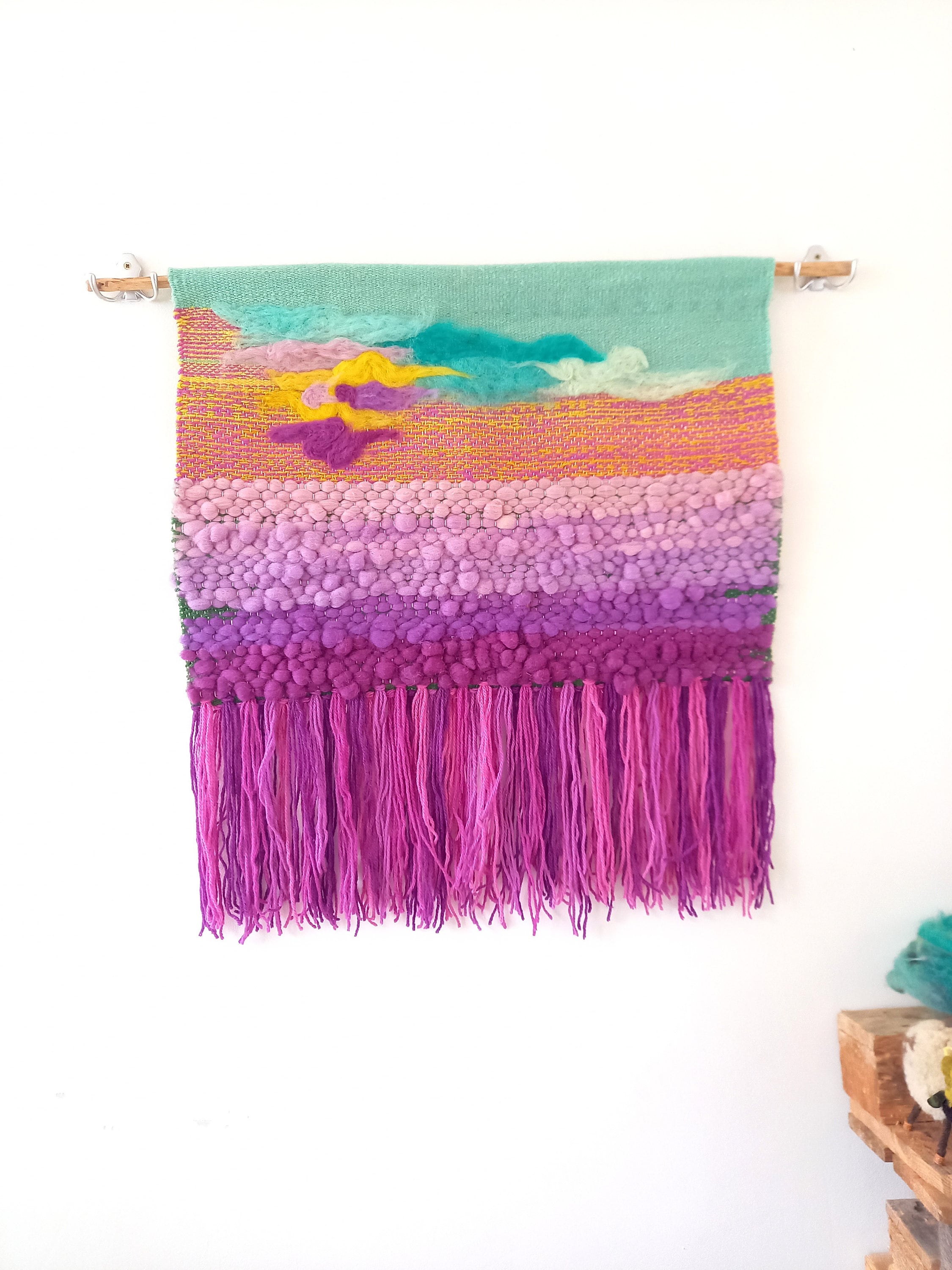 Woven Wall Hanging Made Using A Variety of Weaving Techniques | Etsy