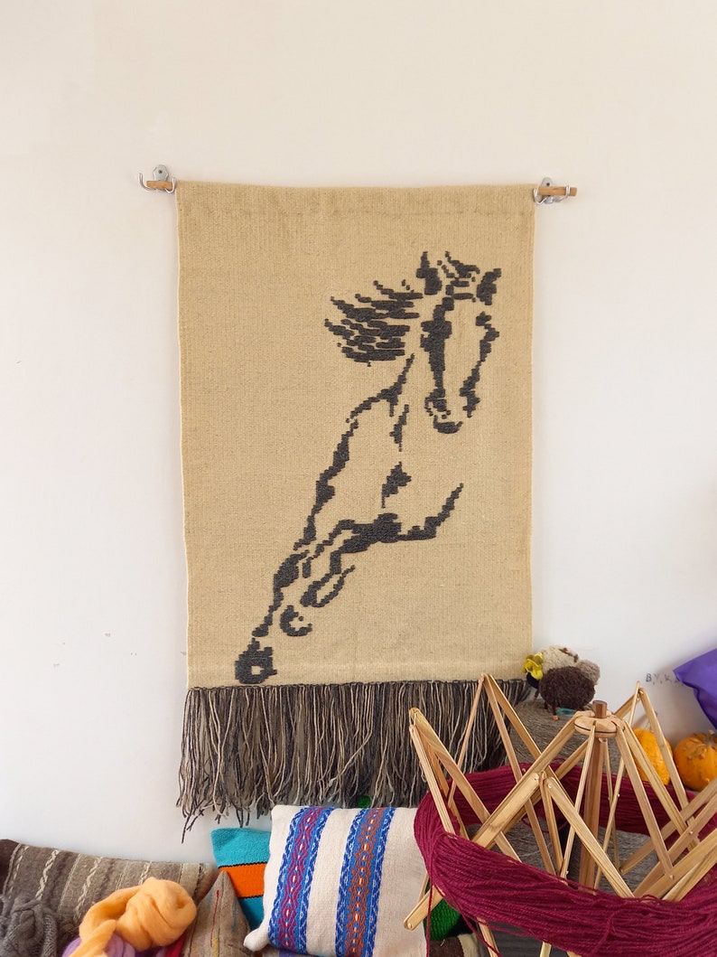 Woven Wool Wall Hanging the Horse Wall Tapestry - Etsy
