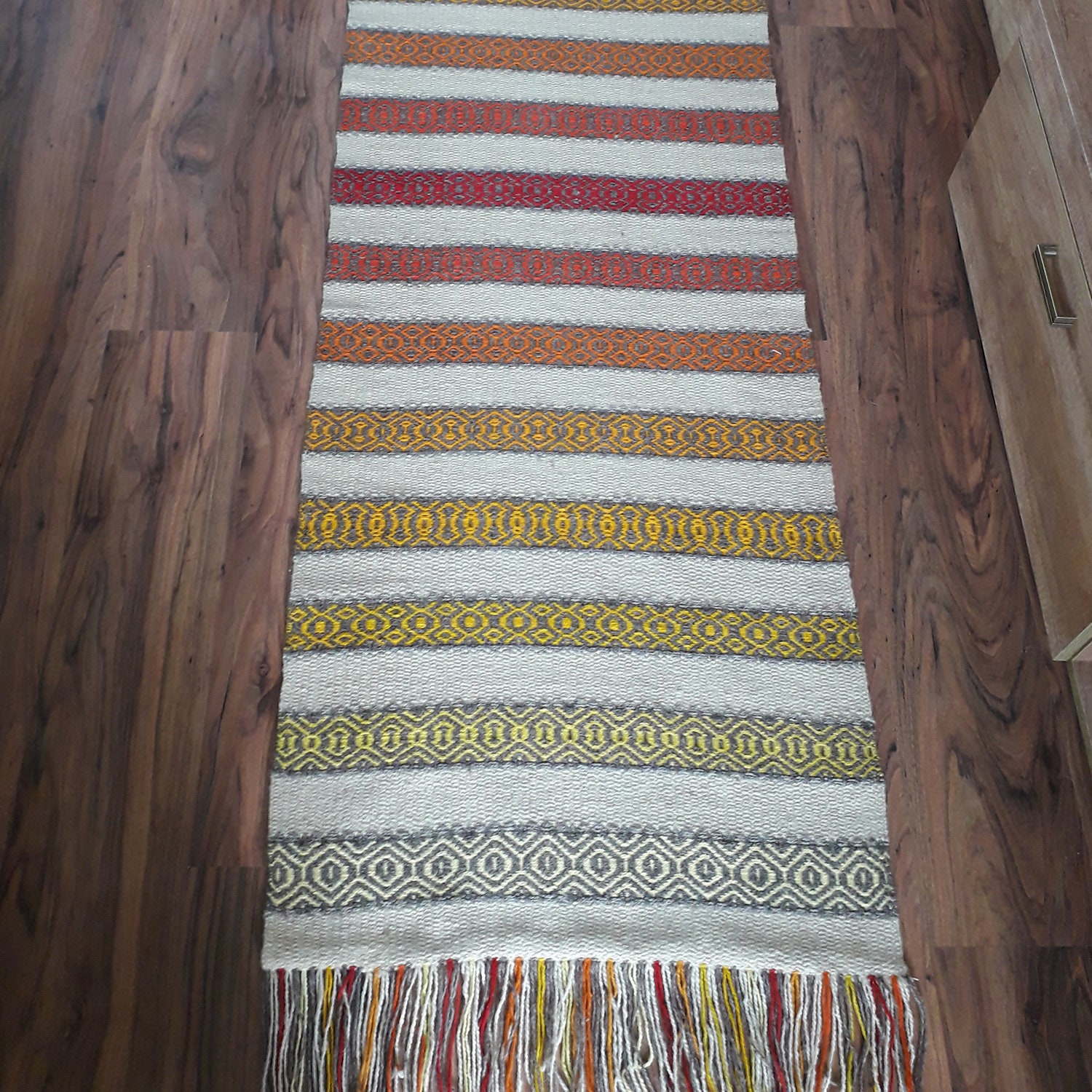 Woven wool rug runner in natural off-white color and 8 shades | Etsy