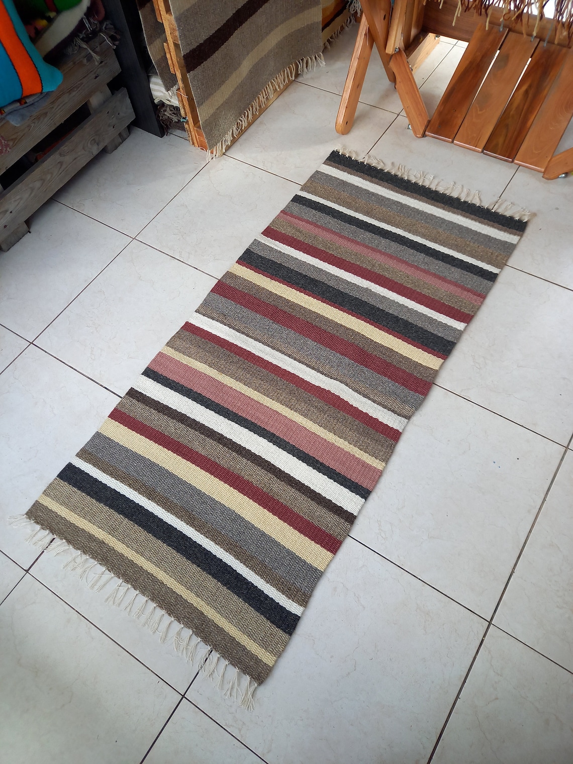 Striped Handwoven Wool Rug Runner Scandinavian Style Rug in - Etsy