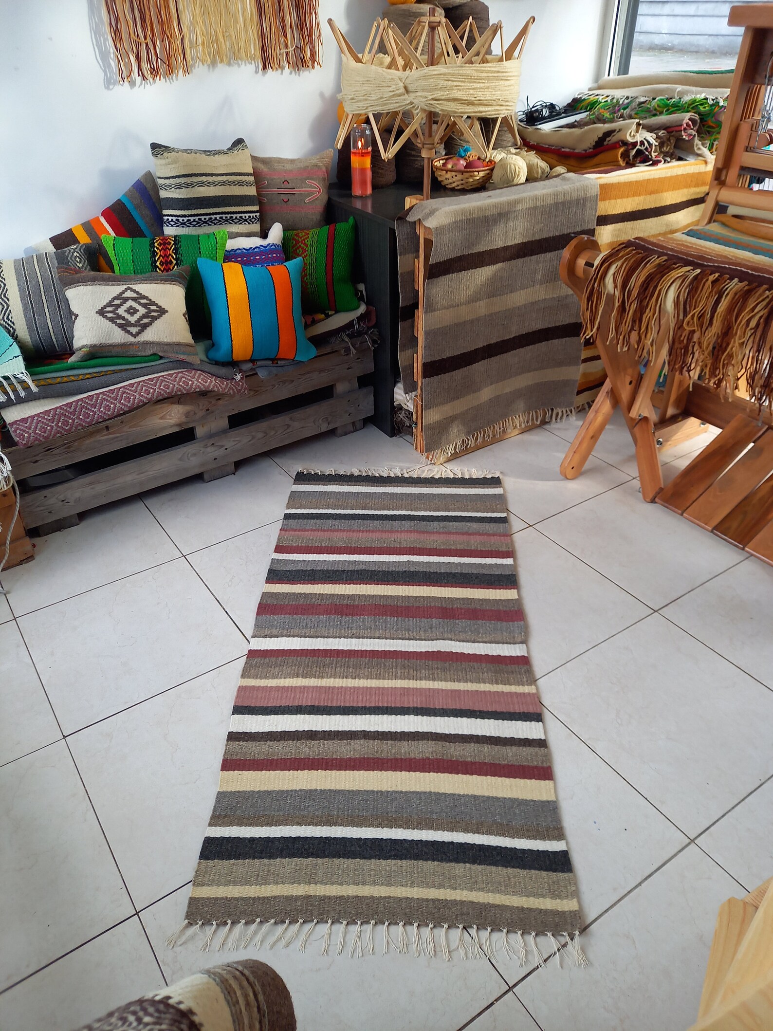 Striped Handwoven Wool Rug Runner Scandinavian Style Rug in - Etsy