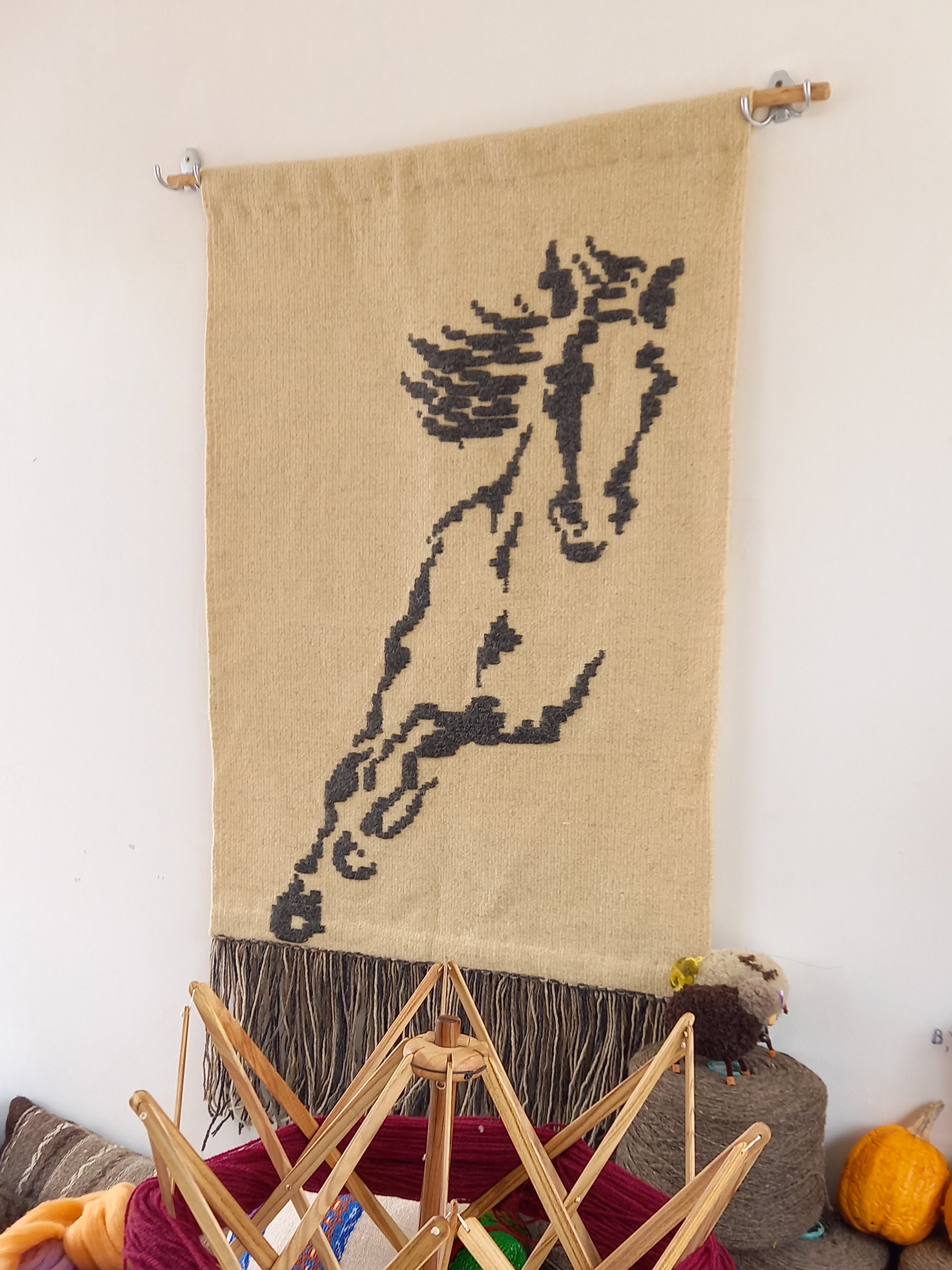 Woven Wool Wall Hanging the Horse Wall Tapestry | Etsy