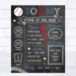 Rookie Chalkboard, Baseball Chalkboard Print, Baseball Milestone Print ...