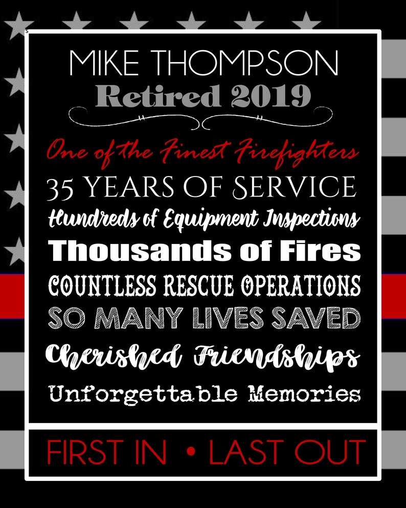 Firefighter Print Firefighter Retirement Fireman Retirement - Etsy UK
