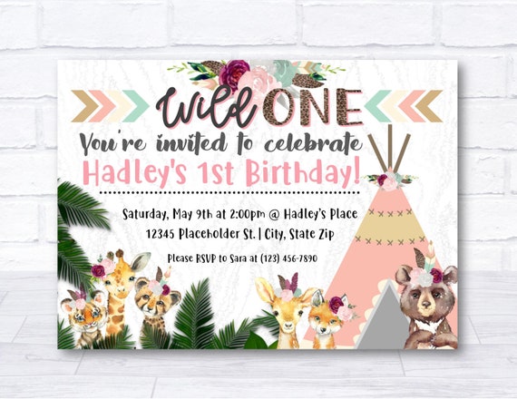 Wild One Birthday Party Invitation Wild One Invitation - Etsy