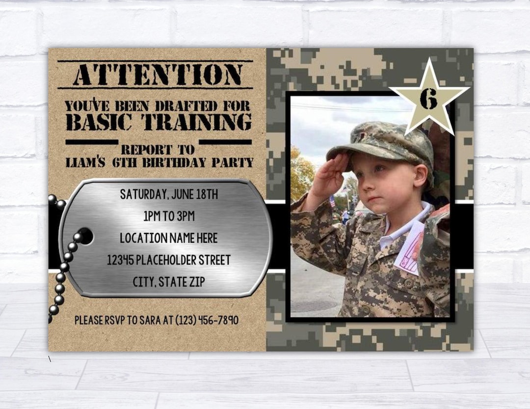 Army Invite, Army Birthday Invitation, Basic Training Invite, Soldier ...