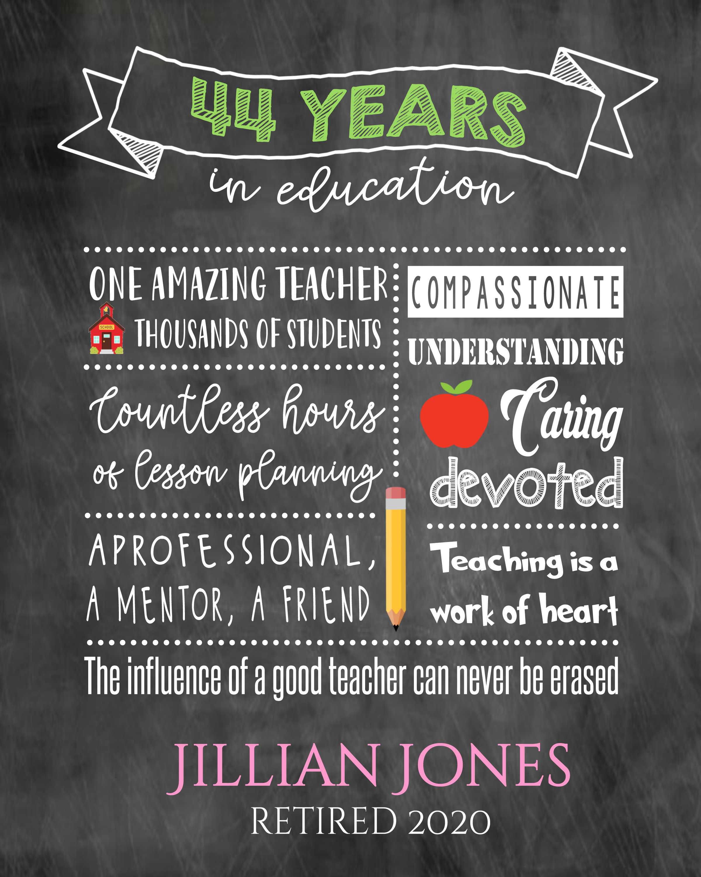 Teacher Retirement Print Teacher Retirement Teacher Gift - Etsy