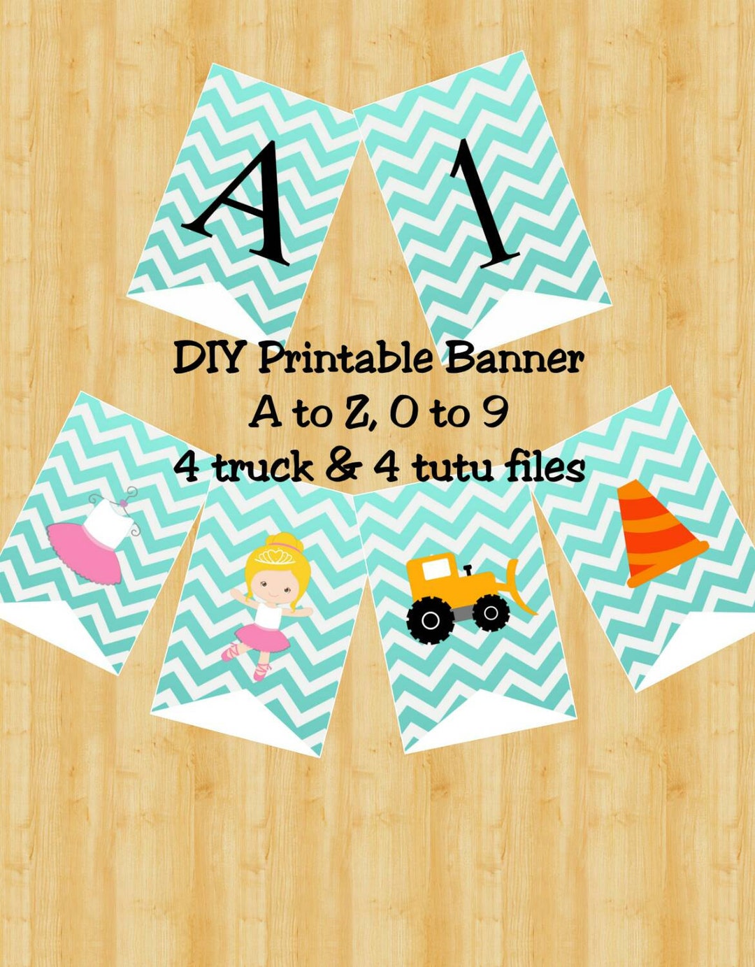 Trucks and Tutus Banner - Sibling Party Banner - DIY Printable Files ...