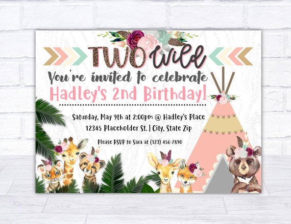 Two Wild Birthday Party Invitation Two Wild Invitation | Etsy