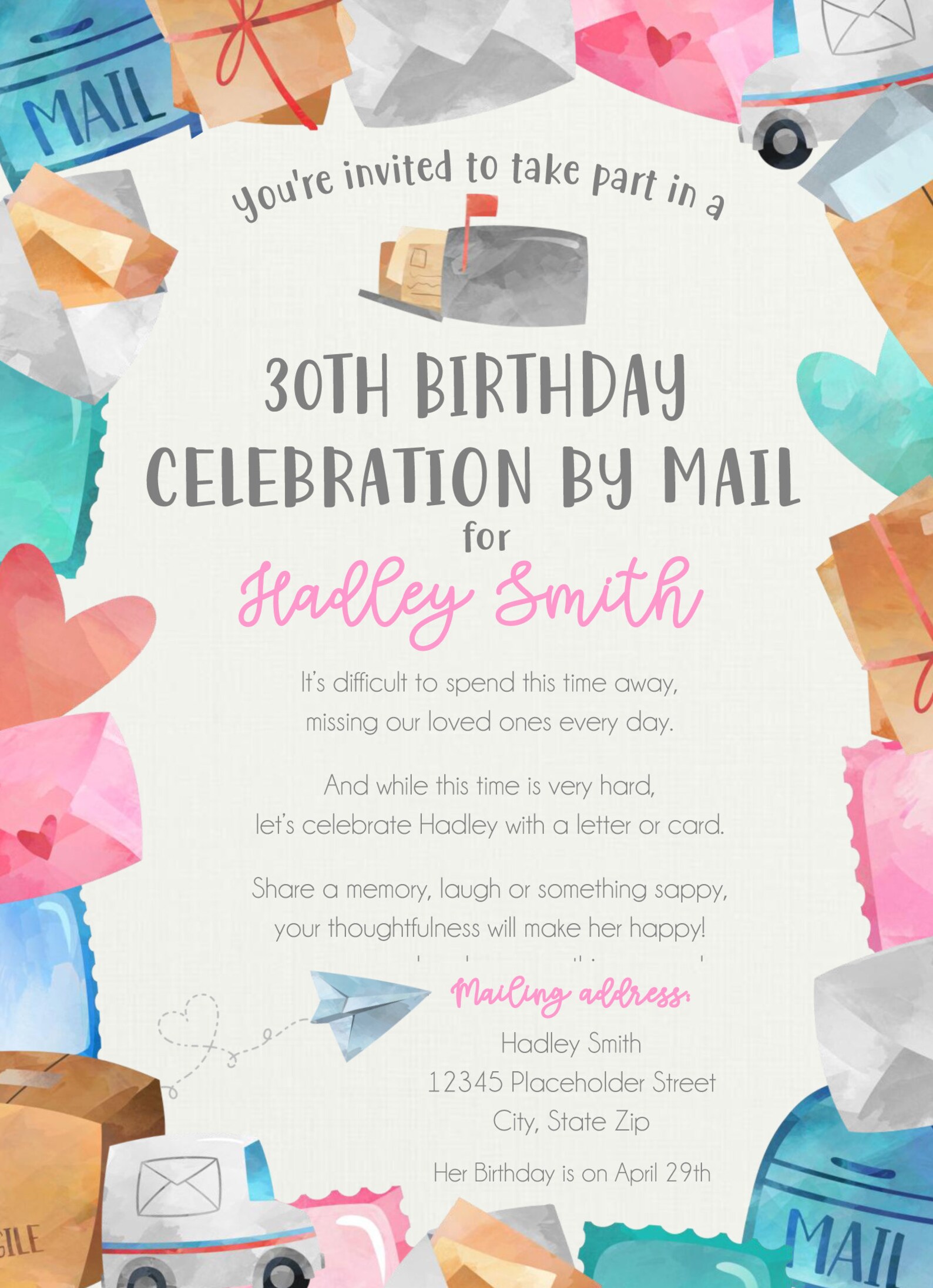 Celebration by Mail Invite Card Party Card Birthday Card - Etsy