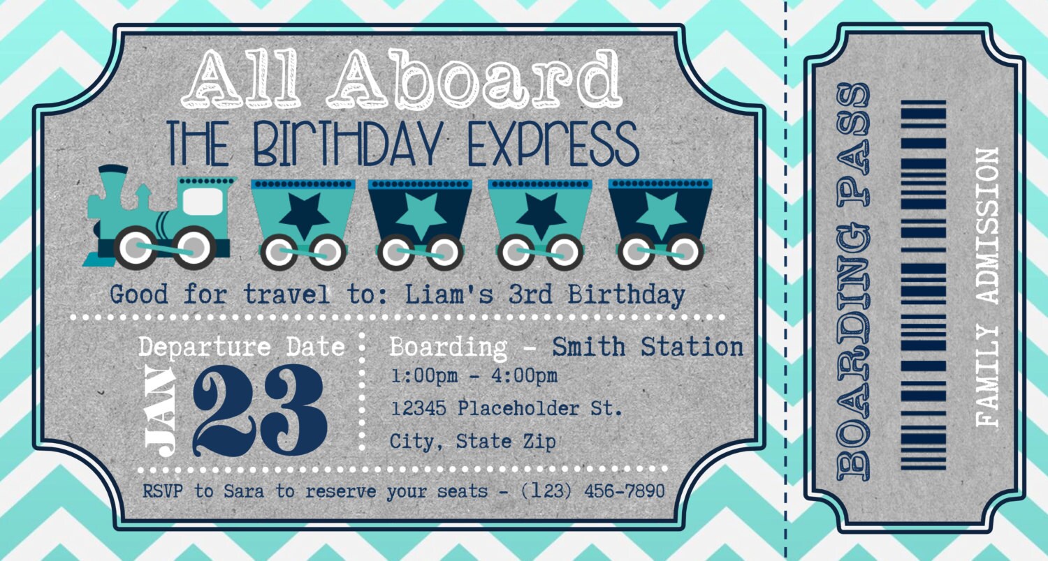 Train Ticket Invitation Train Ticket Invite DIY Printable - Etsy