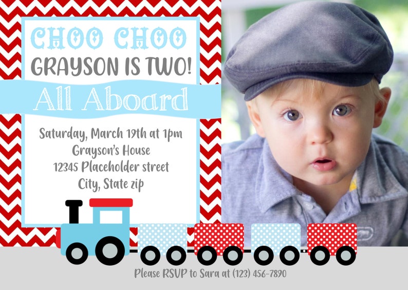 Train Invite Train Invitation Choo Choo All Aboard Train - Etsy