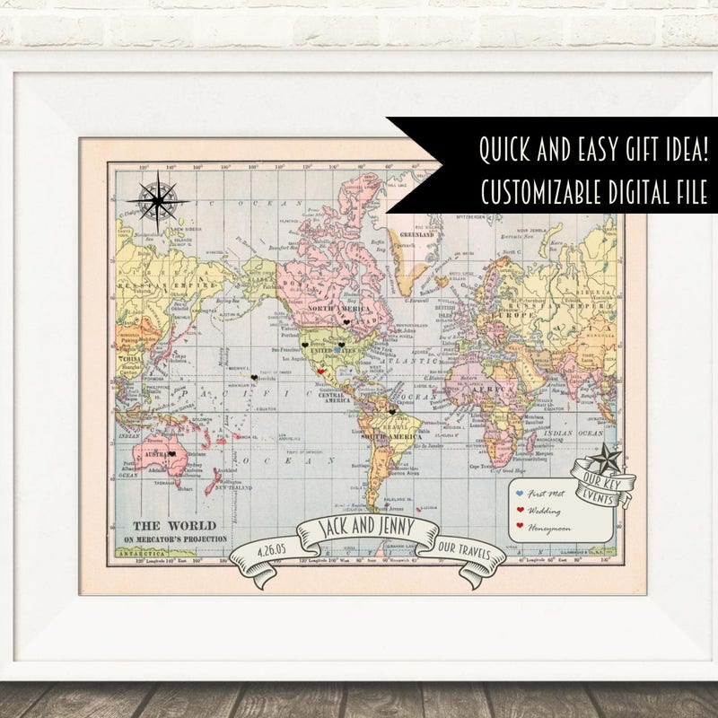 World Map Push Pin - Etsy