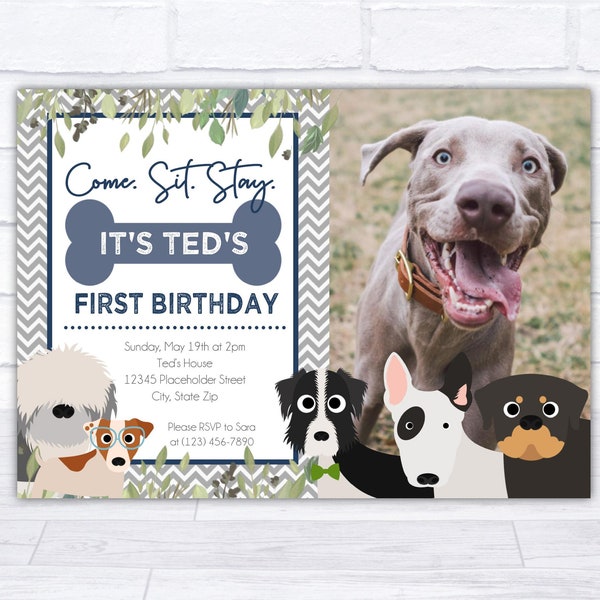 First Birthday Dog Invitation - Etsy
