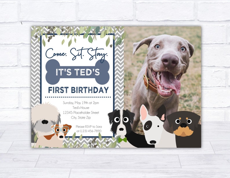 Dog Birthday Invitation Dog Birthday Invite Puppy Birthday - Etsy