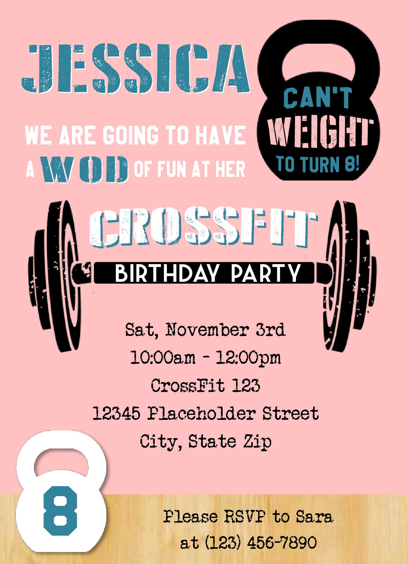 Girl Crossfit Birthday Invite Pink Crossfit Invite Crossfit - Etsy