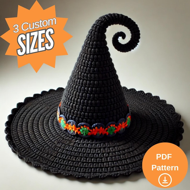 Witch Hat Crochet Pattern for Halloween | Spooky Black Handmade Witch ...