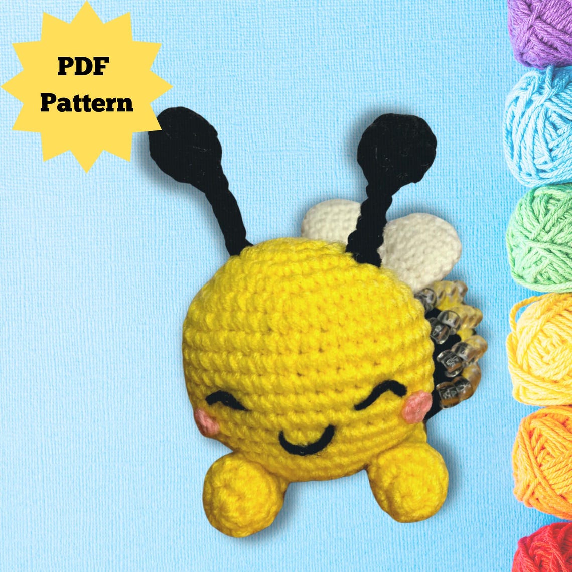 Bumblebee Crochet Pattern Beaded Low Sew Fidget Fun: DIY Bumble Bee ...