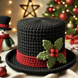 Festive Crochet Top Hat Pattern – Beginner-friendly Christmas Holiday ...