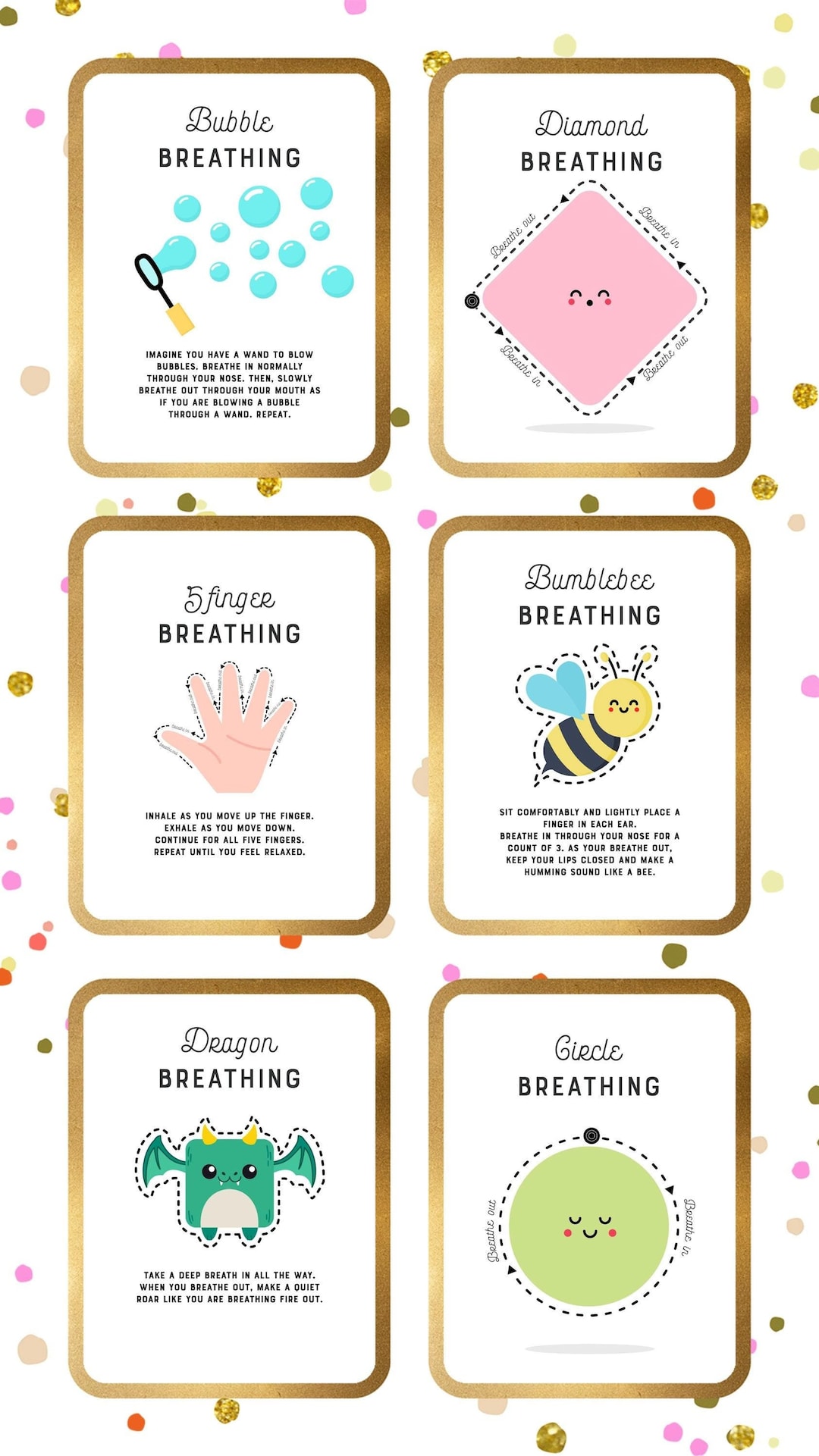 12 ejercicios de respiración y atención plena para pared o tarjetas ...