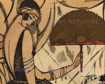 Flapper Gypsy Moon Art Print 8 X 10 Roaring 20s Jazz Age - Etsy