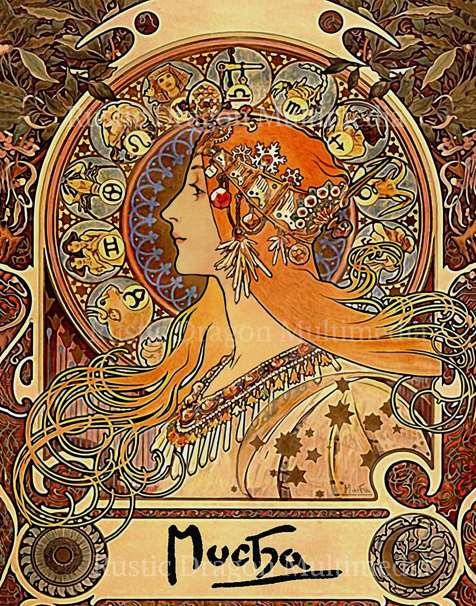 Alphonse Mucha zodiac Reproduction Digital Print | Etsy