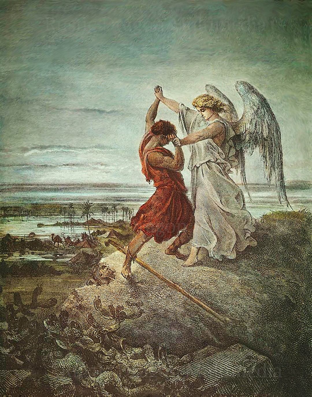 Gustave Dore jacob Wrestling With the Angel C1855 Reproduction Digital ...