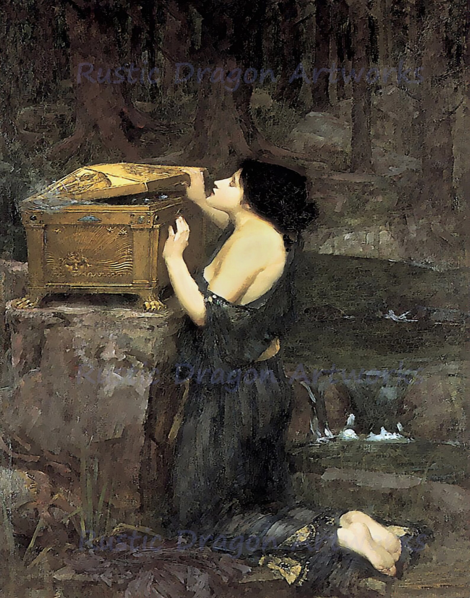 John Waterhouse pandora Opening of Pandora's Box Greek Mythology 1898 ...