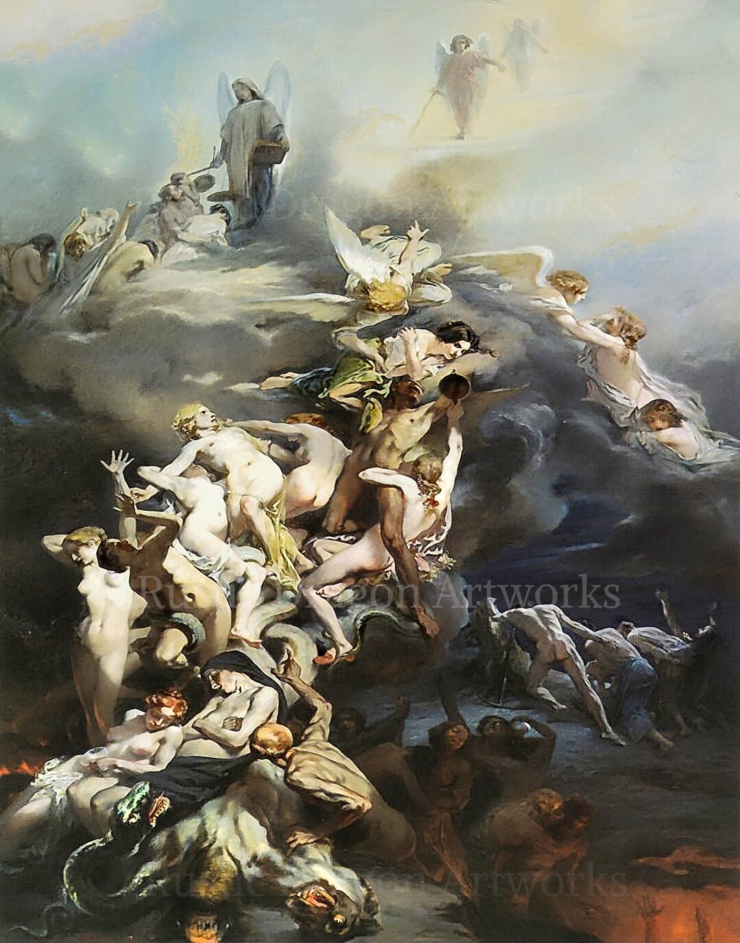 Nicholas Octave Tassaert Cielo e Infierno 1850 - Etsy España