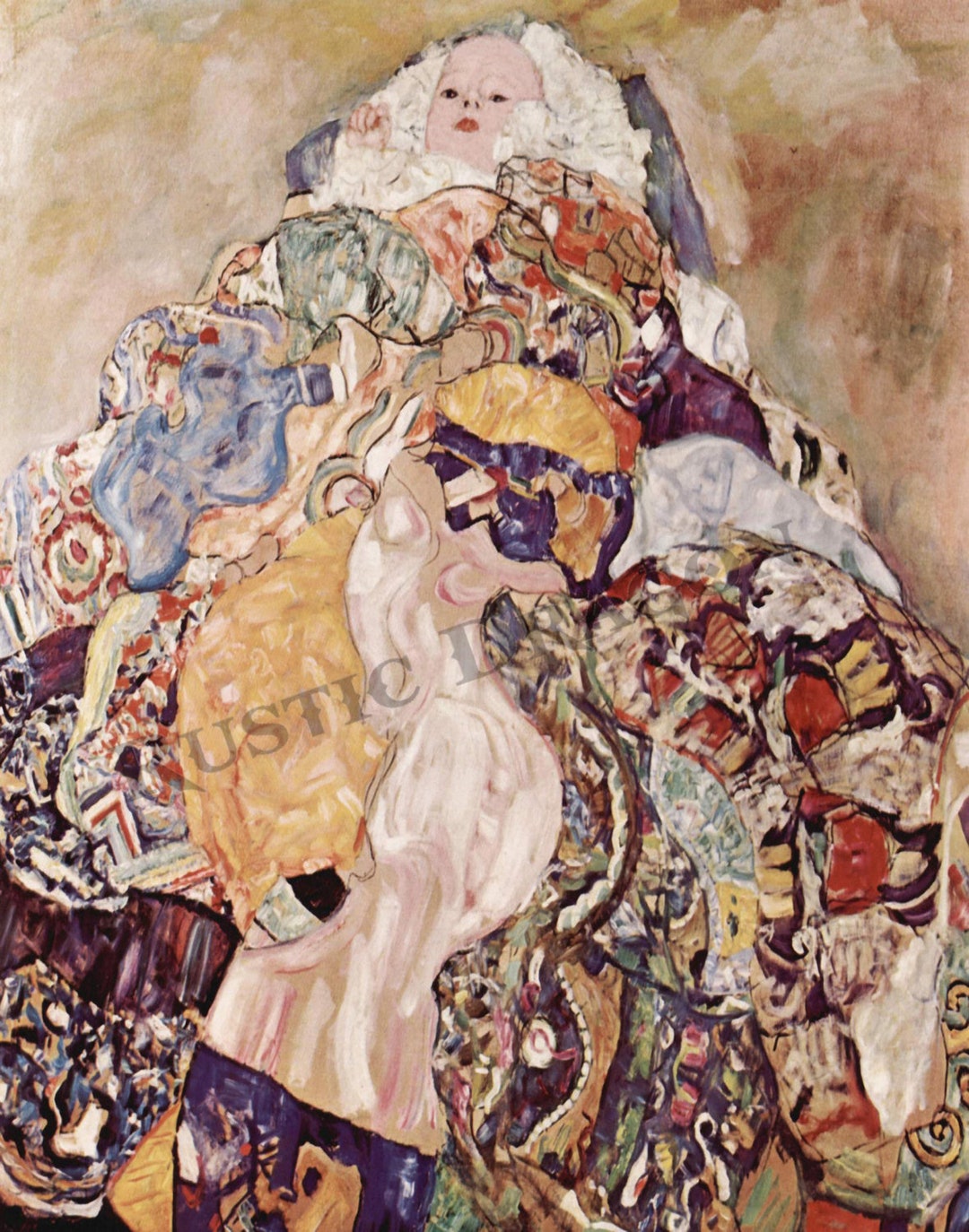 Gustav Klimt baby 1918 Reproduction Digital Print Baby Covered by a ...
