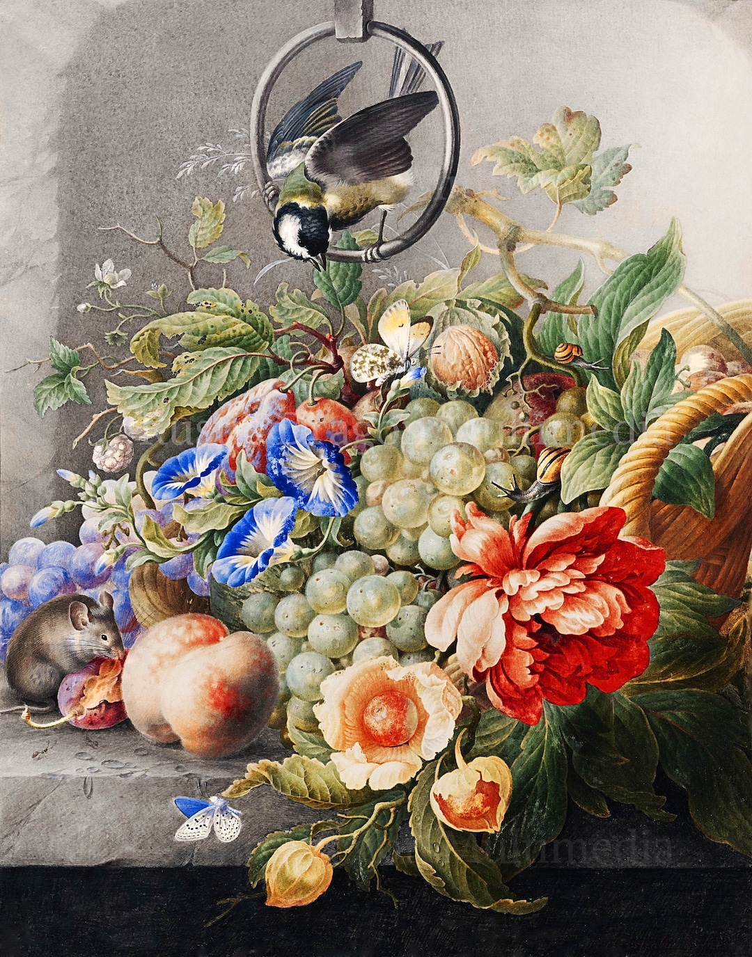 Herman Henstenburgh flowers and Fruits 1710 Reproduction Digital Print ...