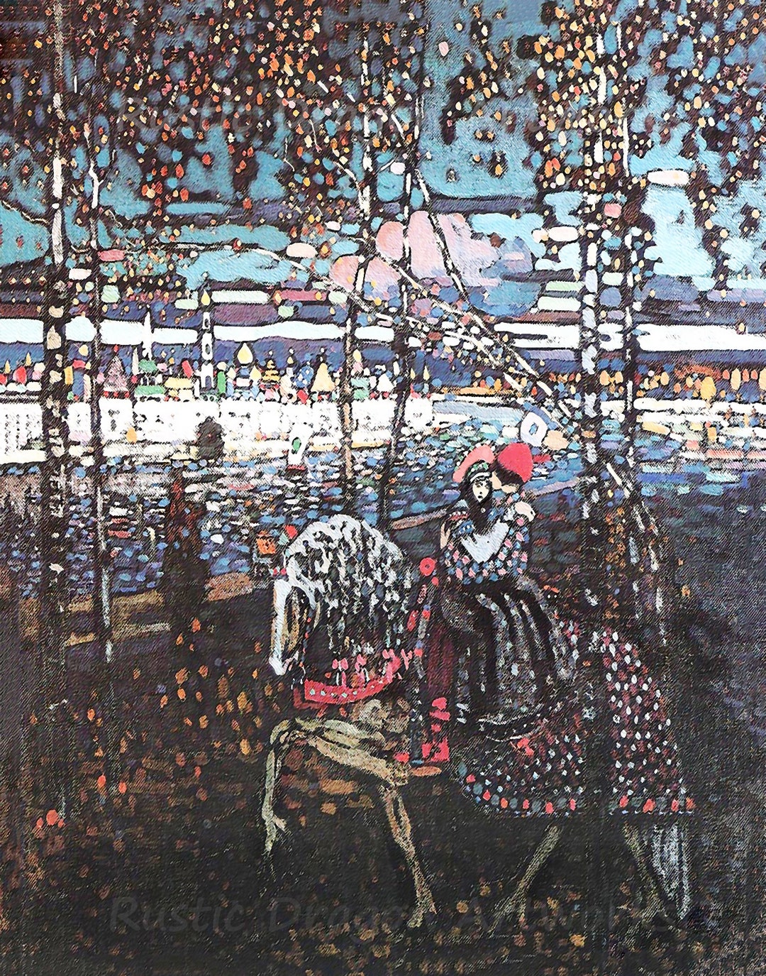 Wassily Kandinsky couple Riding 1906 Reproduction Digital Print Wall ...