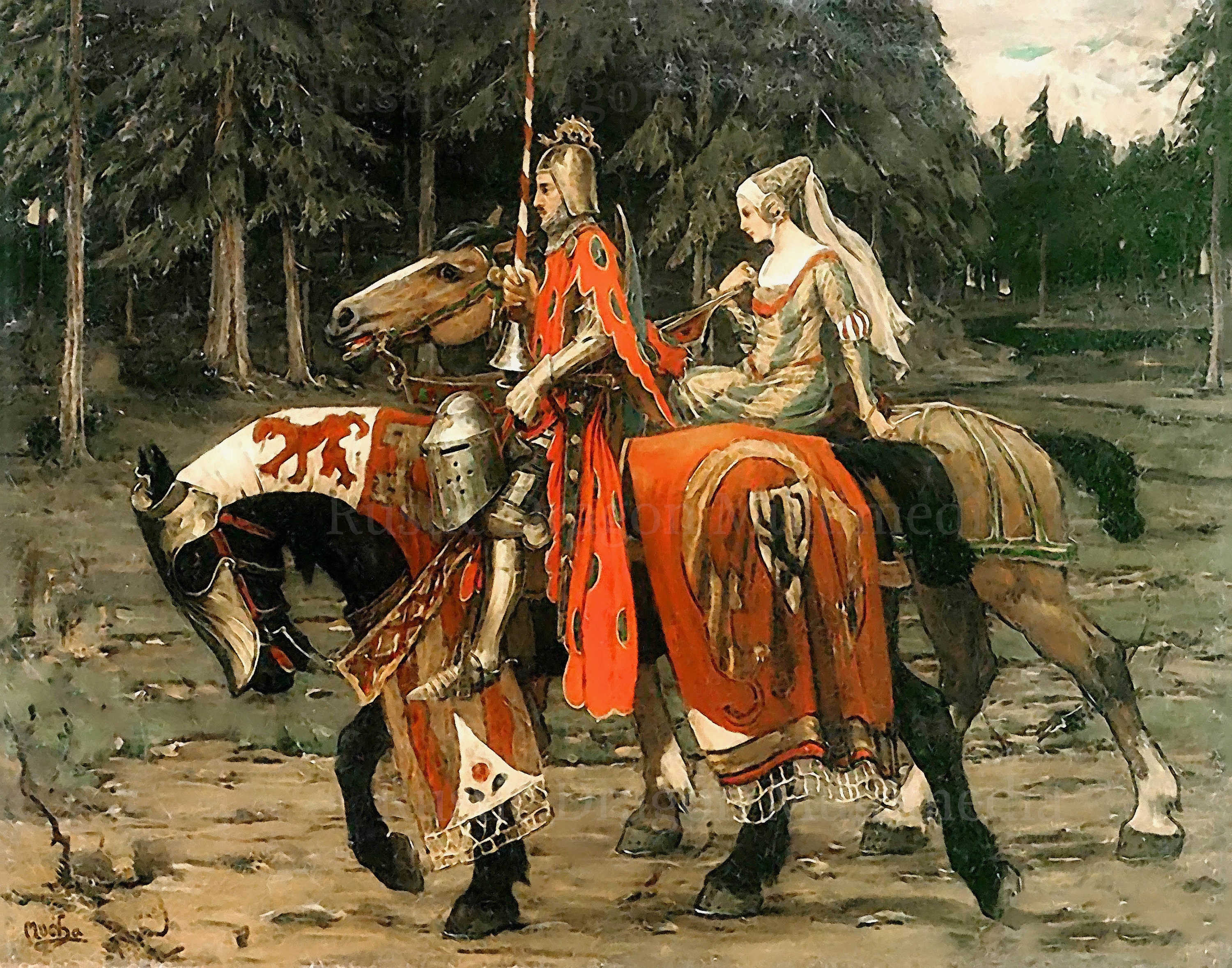 Knight And Lady Painting