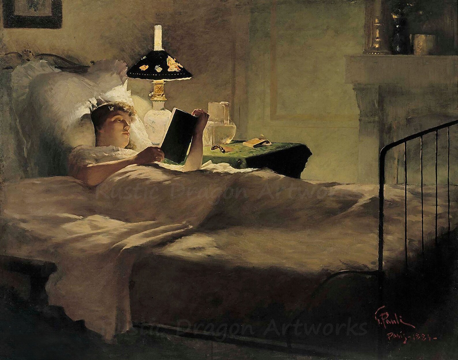 George Pauli evening Reading 1884 Reproduction - Etsy