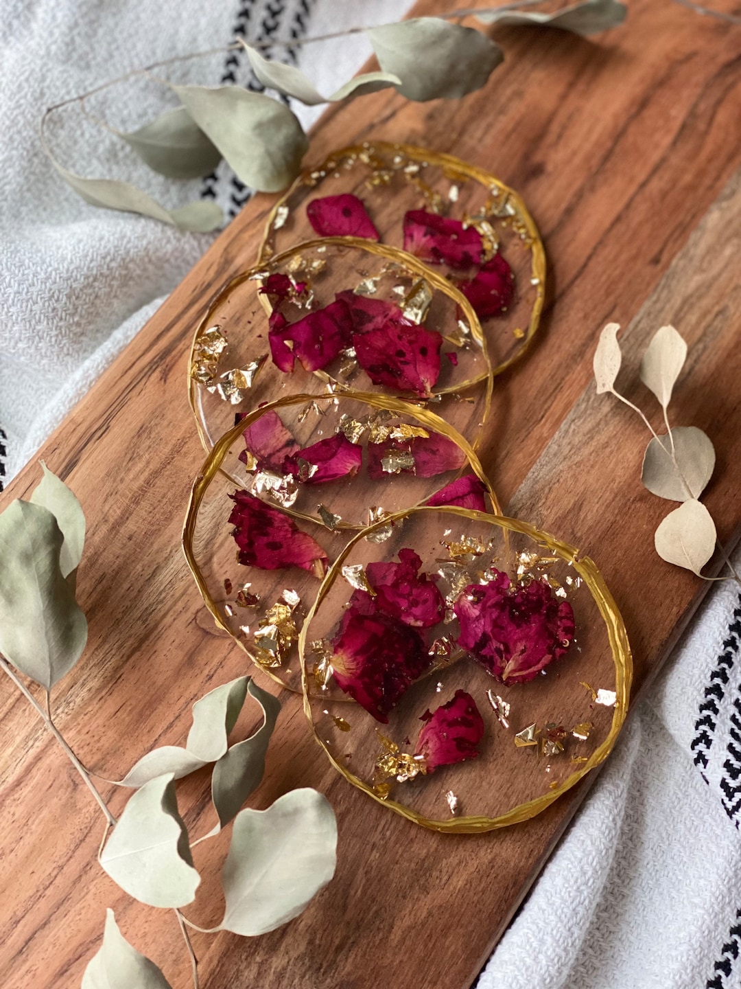 Resin Rose Petal Coasters - Etsy